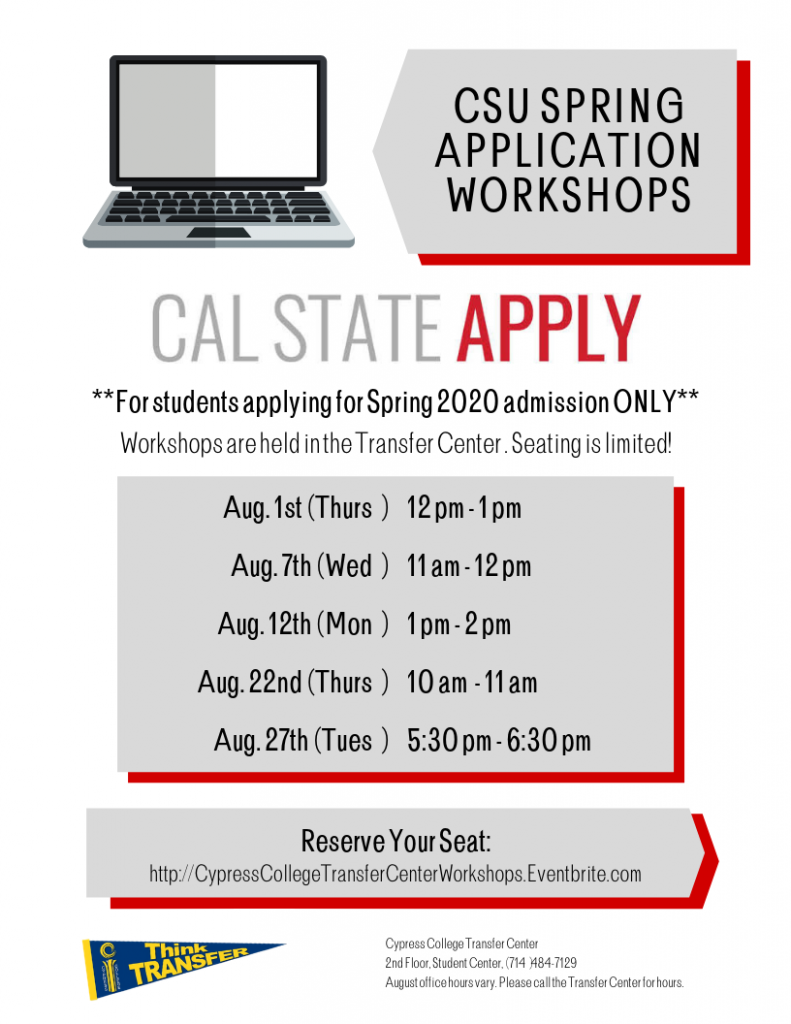 CSU Spring Application Workshop - Cypress College