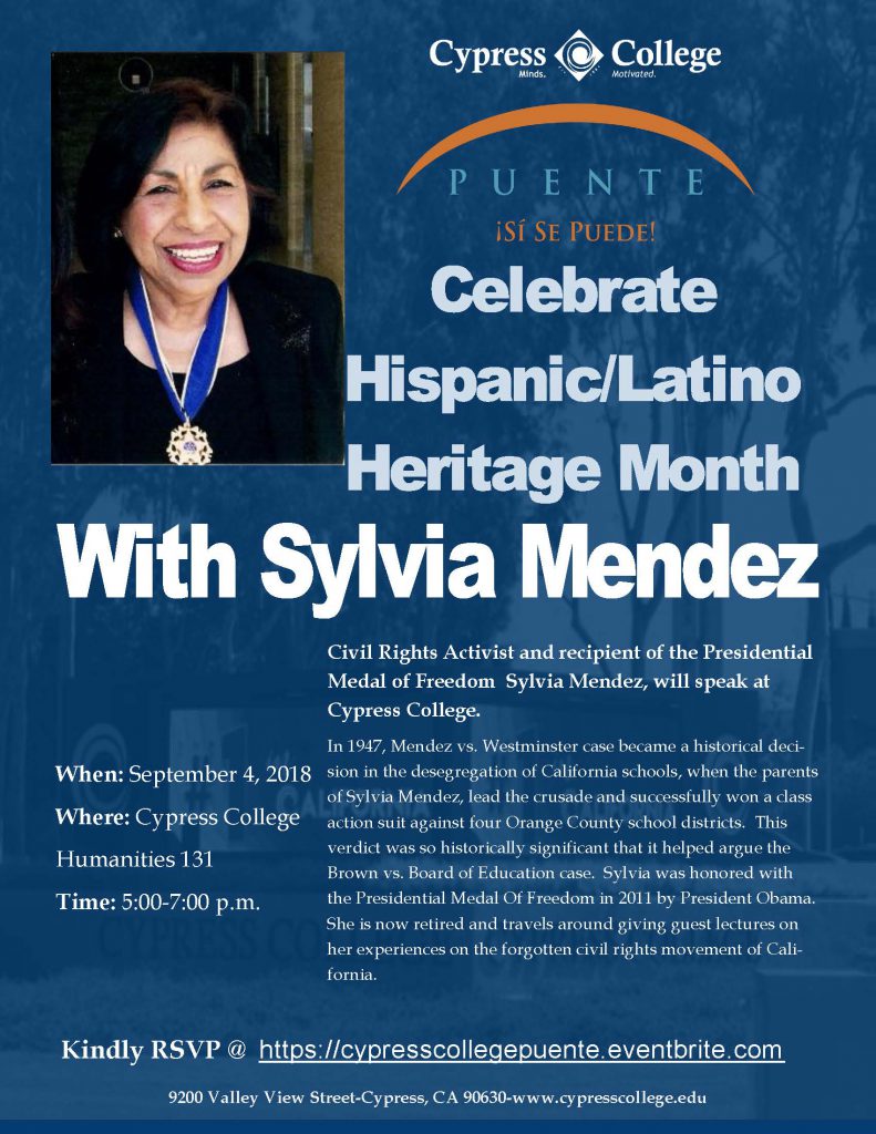 Celebrate Hispanic/Latino Heritage Month with Sylvia Mendez - Cypress ...